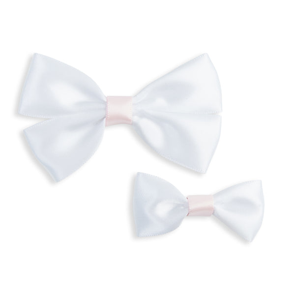 WHITE & PINK satin bow- CHILD – Mini Twinni